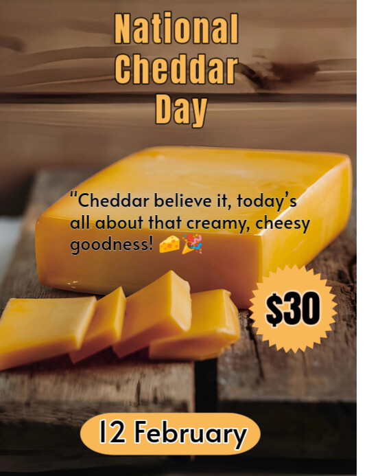 Plantilla de Brown Joyful National Cheddar Cheese Day Flyer (us Letter ...
