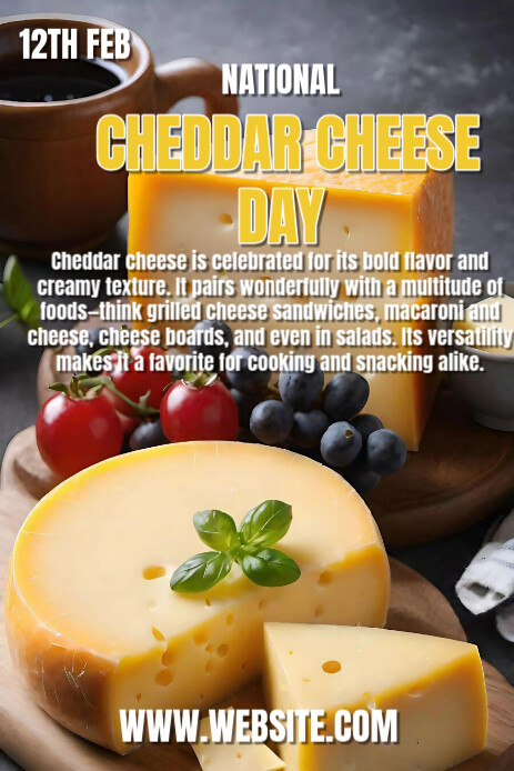 Modèle Brown Joyful National Cheddar Cheese Day Pinterest Graphic ...
