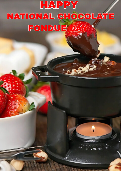 Brown Joyful National Chocolate Fondue Day A4 Template | PosterMyWall