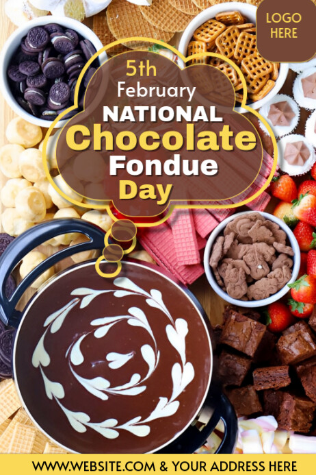Brown Joyful National Chocolate Fondue Day Dinner Poster Template ...