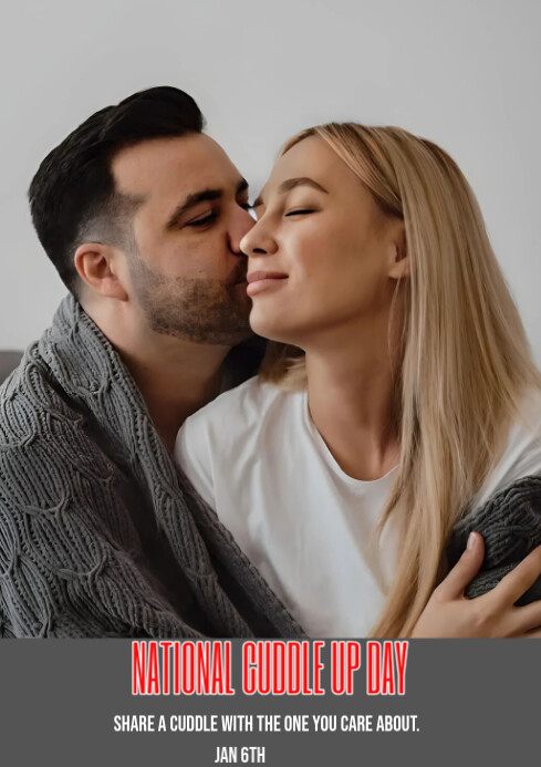 Brown Joyful National Cuddle Up Day A4 Template | PosterMyWall