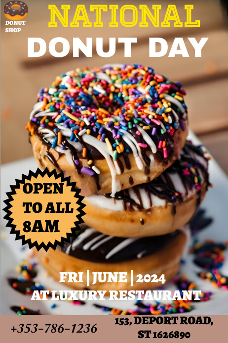 Brown Joyful National Donut Day Poster Template | PosterMyWall