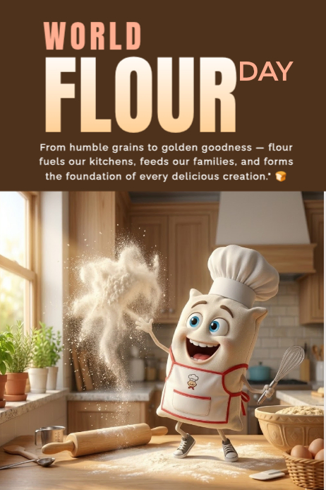 Brown Joyful National Flour Day Poster Template | PosterMyWall
