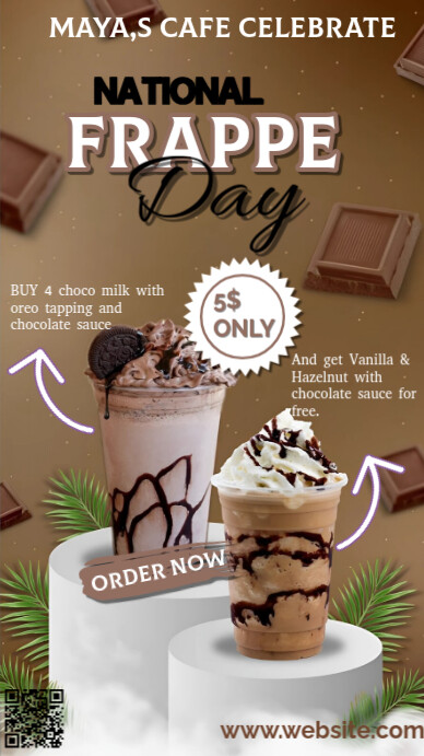 Brown Joyful National Frappe Day Whatsapp Status Template | PosterMyWall