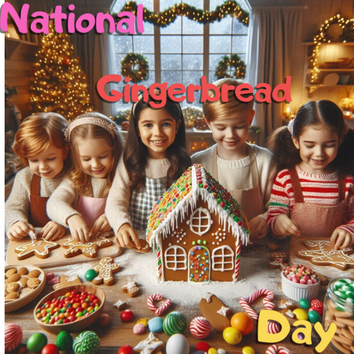Brown Joyful National Gingerbread Day Instagram Post Template ...