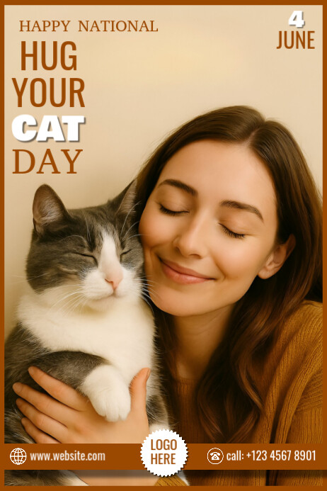 Modèle Brown Joyful National Hug Your Cat Day Poster | PosterMyWall