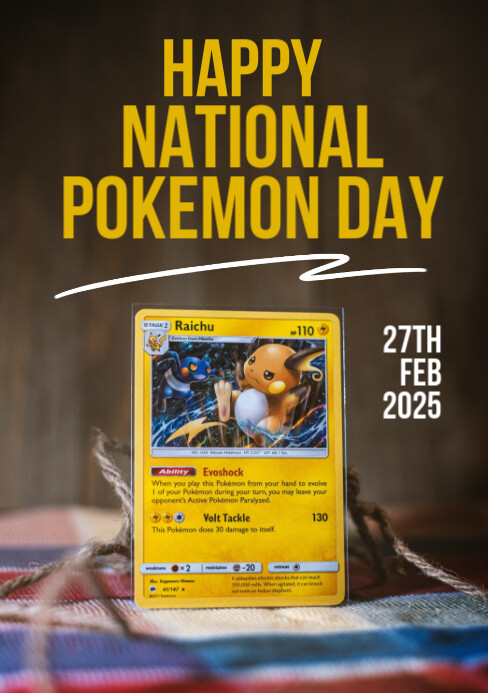 Brown Joyful National Pokemon Day A5 Template | PosterMyWall