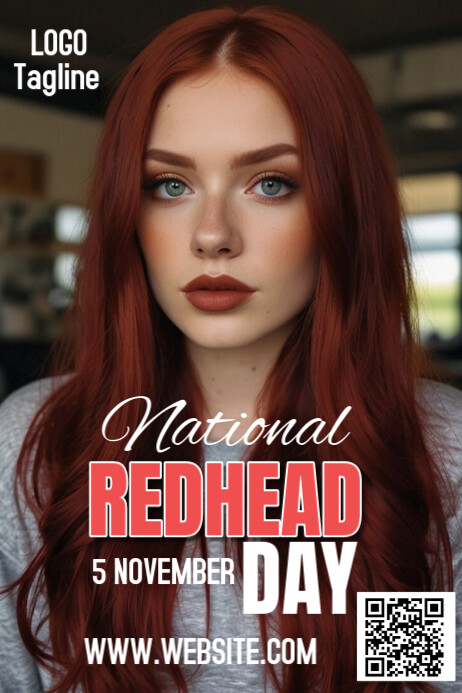 Brown Joyful National Redhead Day Poster Template | PosterMyWall