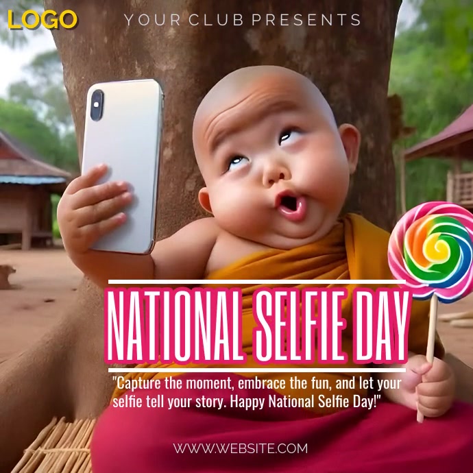 Copy of Brown Joyful National Selfie Day Instagram Po | PosterMyWall