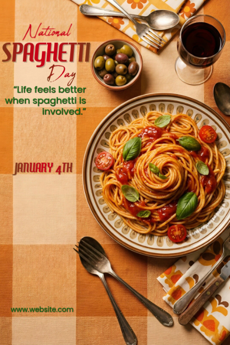 Brown Joyful National Spaghetti Day Poster Template | PosterMyWall