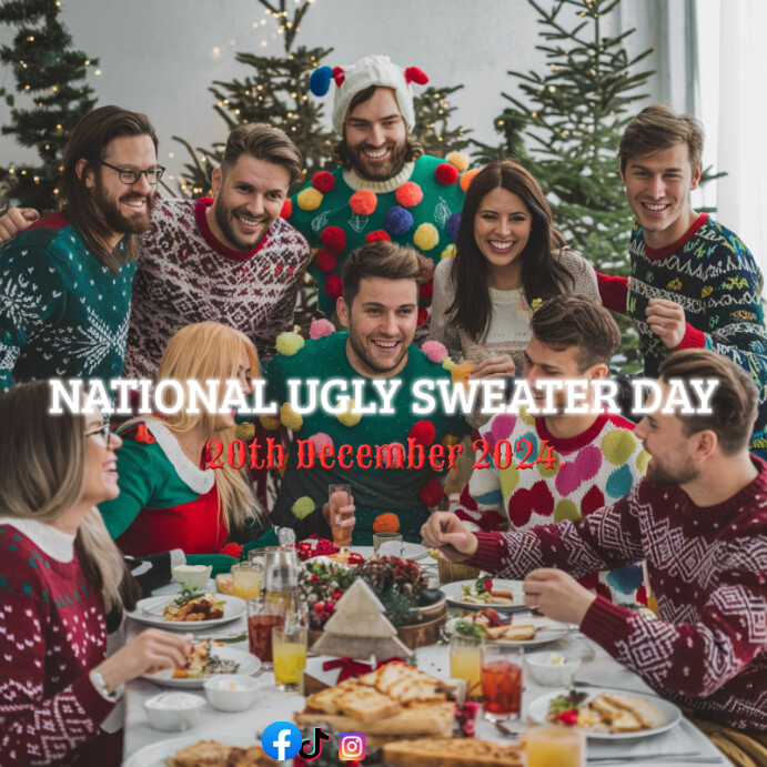 Brown Joyful National Ugly Sweater Day Instagram Post Template ...