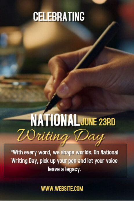 Copy of Brown Joyful National Writing Day Poster | PosterMyWall