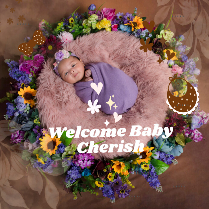 Brown Joyful New Born Baby Instagram Post Template | PosterMyWall