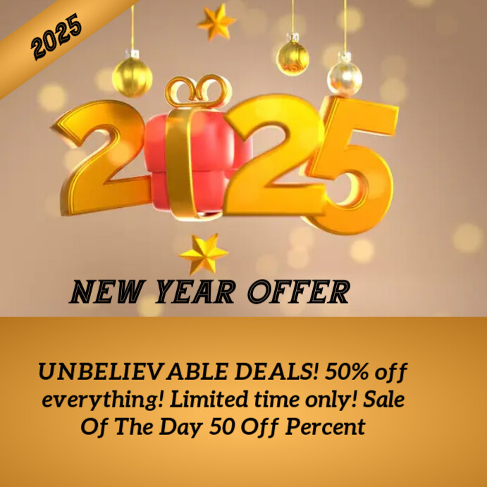 Plantilla de Brown Joyful New Year Offer Instagram Post | PosterMyWall