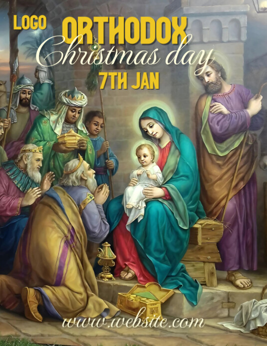 Brown Joyful Orthodox Christmas Day Flyer (us Letter) Template ...