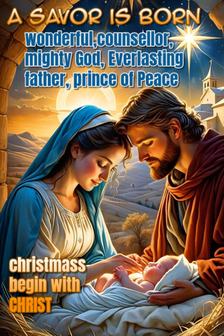 Brown Joyful Our Savor Is Born Poster Template | PosterMyWall