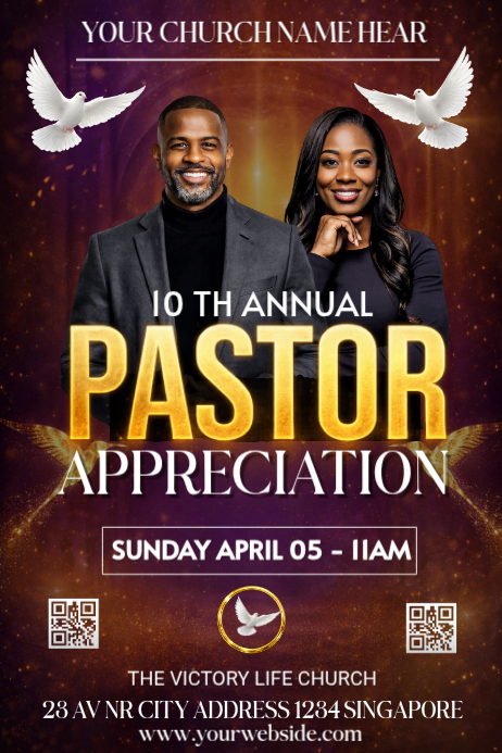 Plantilla de Brown Joyful Pastor Appreciation Poster | PosterMyWall