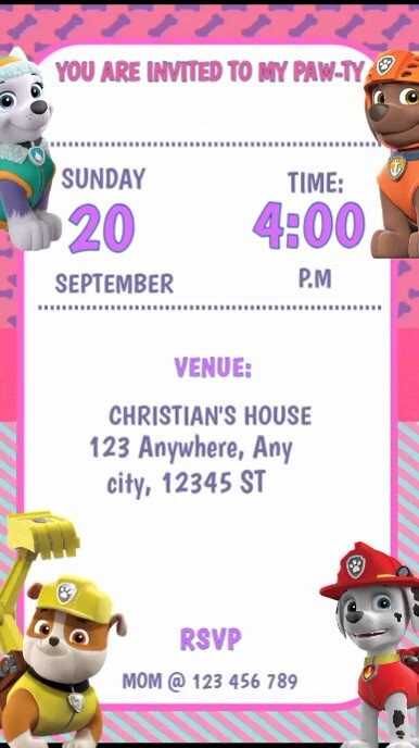 Brown Joyful Paw Patrol Birthday Digital Disp Template | PosterMyWall