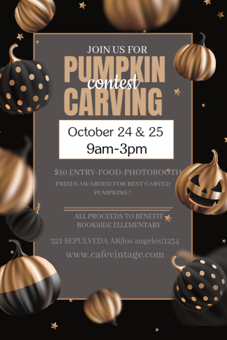 Brown Joyful Pumpkin Carving Poster Template | PosterMyWall