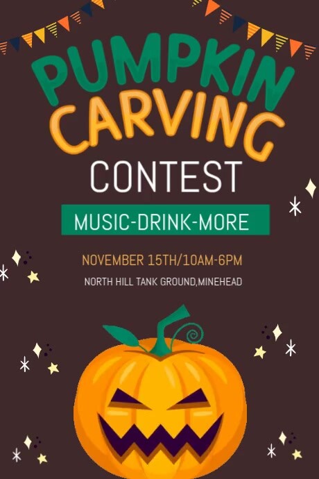 Brown Joyful Pumpkin Carving Poster Template | PosterMyWall
