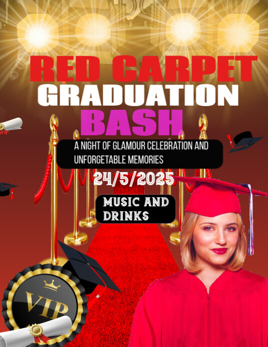 Brown Joyful Red Carpet Graduation Flyer (us Letter) Template ...
