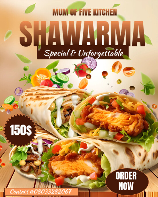 Copy of Brown Joyful Shawarma Snacks Flyer Instagram Portrait ...