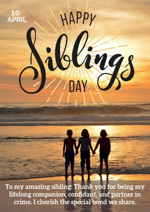 Brown Joyful Siblings Day Design A1 Template | PosterMyWall