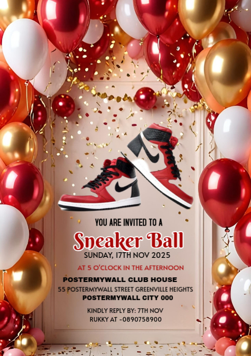 Brown Joyful Sneaker Ball Flyer Template A4 | PosterMyWall