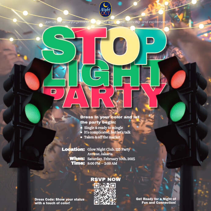 Brown Joyful Stop Light Party 2025 Invitation Instagram Post Template ...