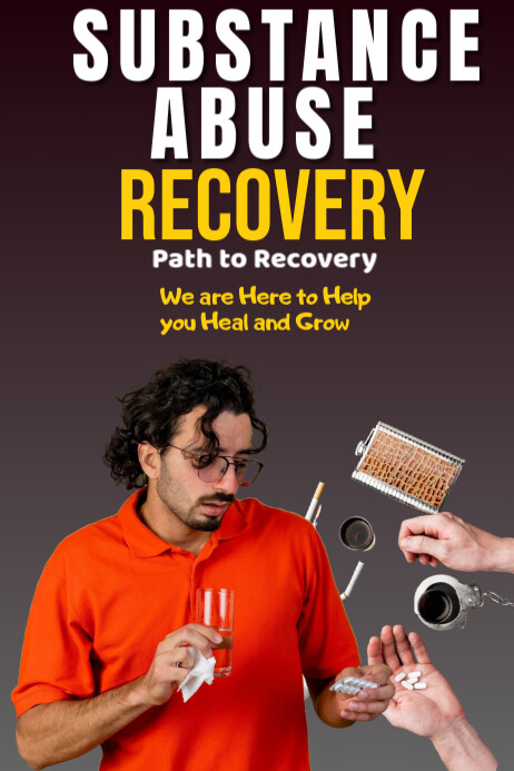 Brown Joyful Substance Abuse Recovery Poster Template | PosterMyWall