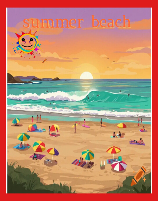 Brown Joyful Summer Beach Poster/wallboard Template | PosterMyWall