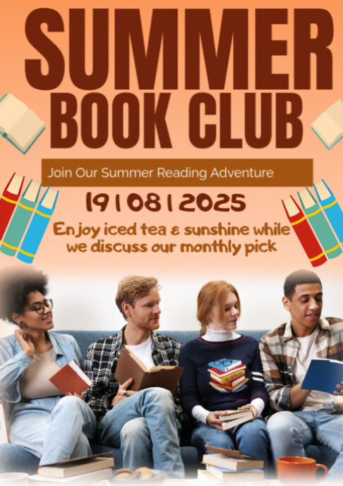 Brown Joyful Summer Book Club A2 Template | PosterMyWall