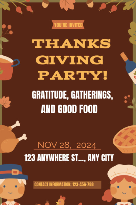 Brown Joyful Thanks Giving Banner 4' × 6' Template | PosterMyWall