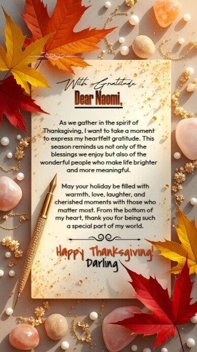 Plantilla de Brown Joyful Thanksgiving Appreciation Letter Instagram ...