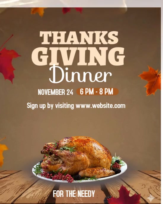 Brown Joyful Thanksgiving Dinner Invitation Instagram Portrait Template ...