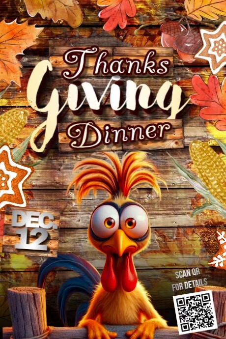 Copy of Brown Joyful Thanksgiving Dinner Poster | PosterMyWall