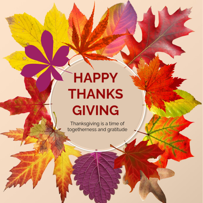 Brown Joyful Thanksgiving Greetings Instagram Post Template | PosterMyWall