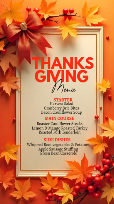 Brown Joyful Thanksgiving Menu Instagram Story Template | PosterMyWall