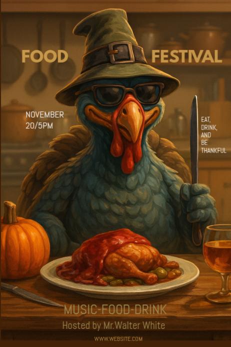 Brown Joyful Thanksgiving Poster Modelo | PosterMyWall