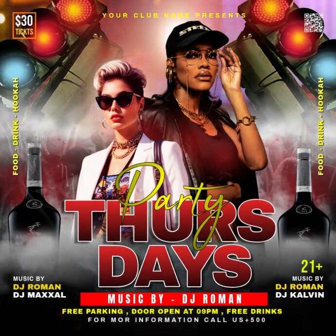 Brown Joyful Thursday Night Party Flyer Square (1:1) Template ...