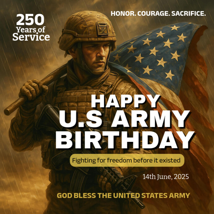 Brown Joyful U.s Army Birthday Instagram Post Template | PosterMyWall