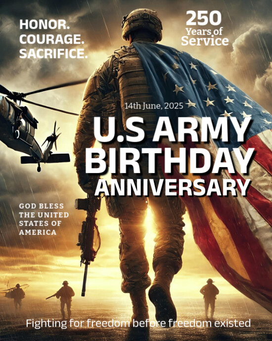Brown Joyful U.s. Army Birthday Instagram Portrait Template | PosterMyWall