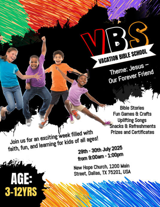 Brown Joyful Vacation Bible School Flyer (us Letter) Template | PosterMyWall