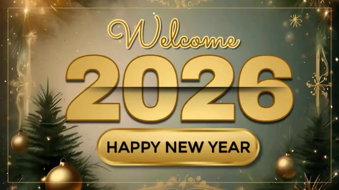 Brown Joyful Welcome 2026 — Happy New Year Luxury Celebration Digital ...