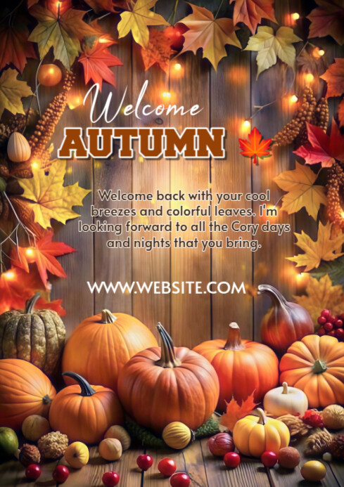 Brown Joyful Welcome Autumn A4 Template | PosterMyWall