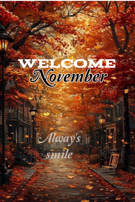 Brown Joyful Welcome November Poster Template | PosterMyWall