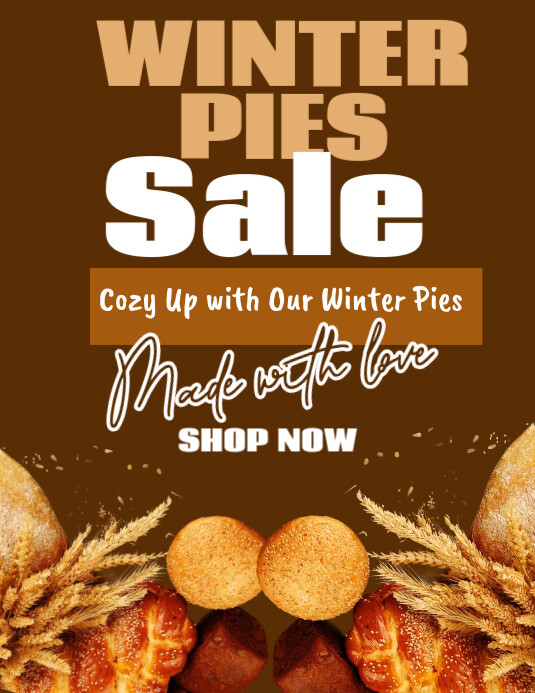 Brown Joyful Winter Pies Sale Flyer (us Letter) Template | PosterMyWall