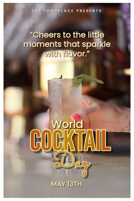 Brown Joyful World Cocktail Day Poster Template | PosterMyWall