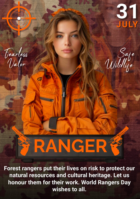 Brown Joyful World Ranger Day A4 Template | PosterMyWall