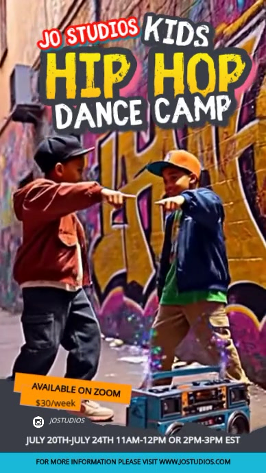 Plantilla de Brown Kids Hip Hop Dance Camp Instagram Story Video ...